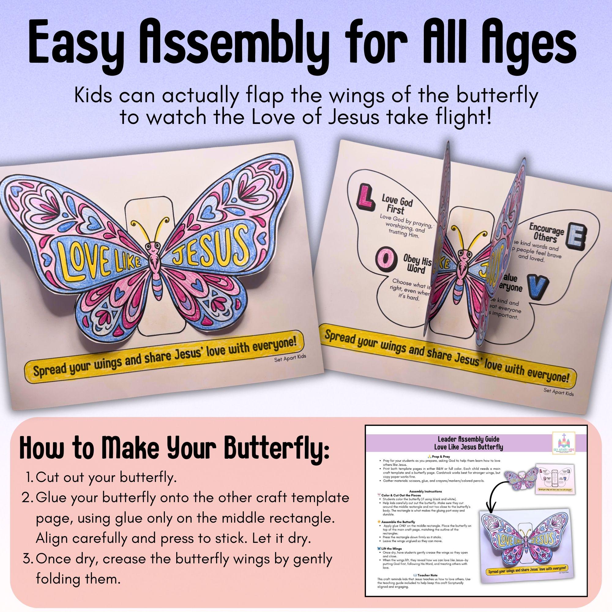 Love Like Jesus Spring Butterfly Craft | Spring Christian Activity for ...
