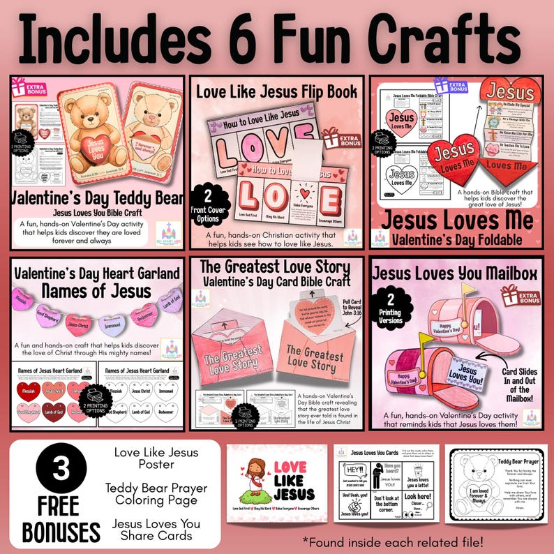 Christian Valentine's Day Craft for Kids BUNDLE | 6 Bible Activity for ...
