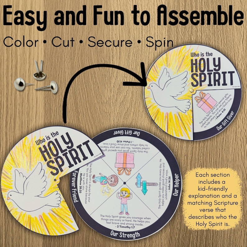 Holy Spirit Bible Craft for Kids Spinner | Hands-on Christian Activity ...