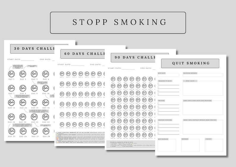 Quit Smoking Tracker PDF – Printable Challenge Planner, Digital ...