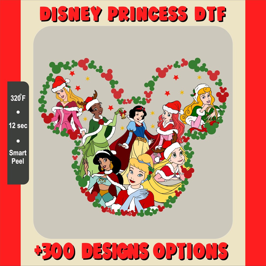 Mickey Head Christmas DTF, Princess Santa Hat Group, Ready to Press ...