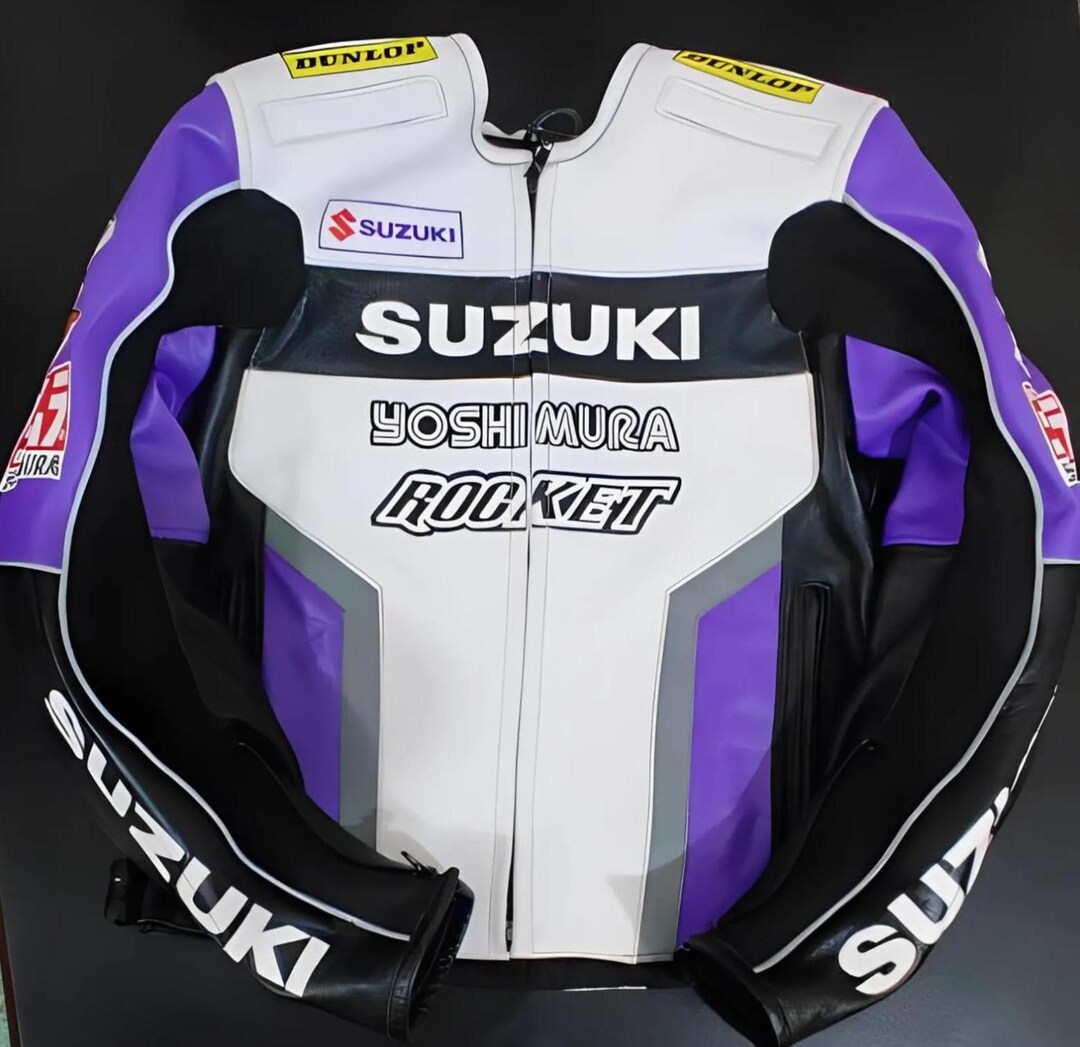 Suzuki Motorcycle Racing Leather Jacket Genuine Cowhide Leather Biker ...