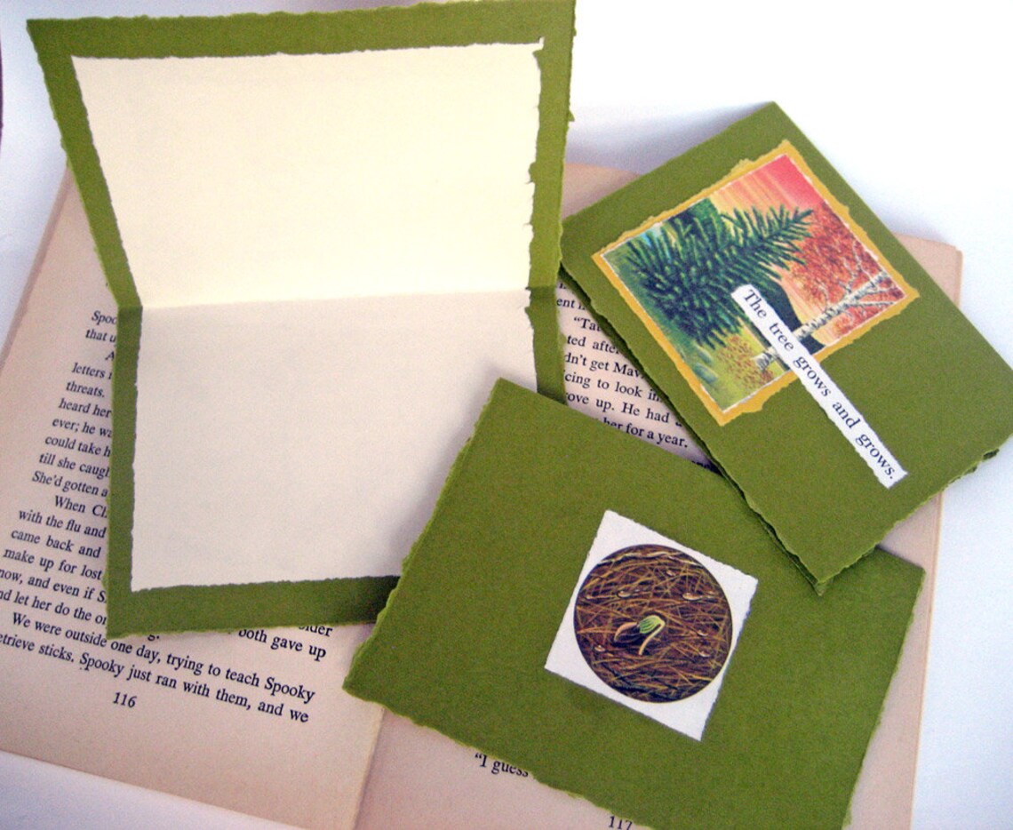 Handmade Collaged Notecards With Nature Illustrations, Upcycled From ...