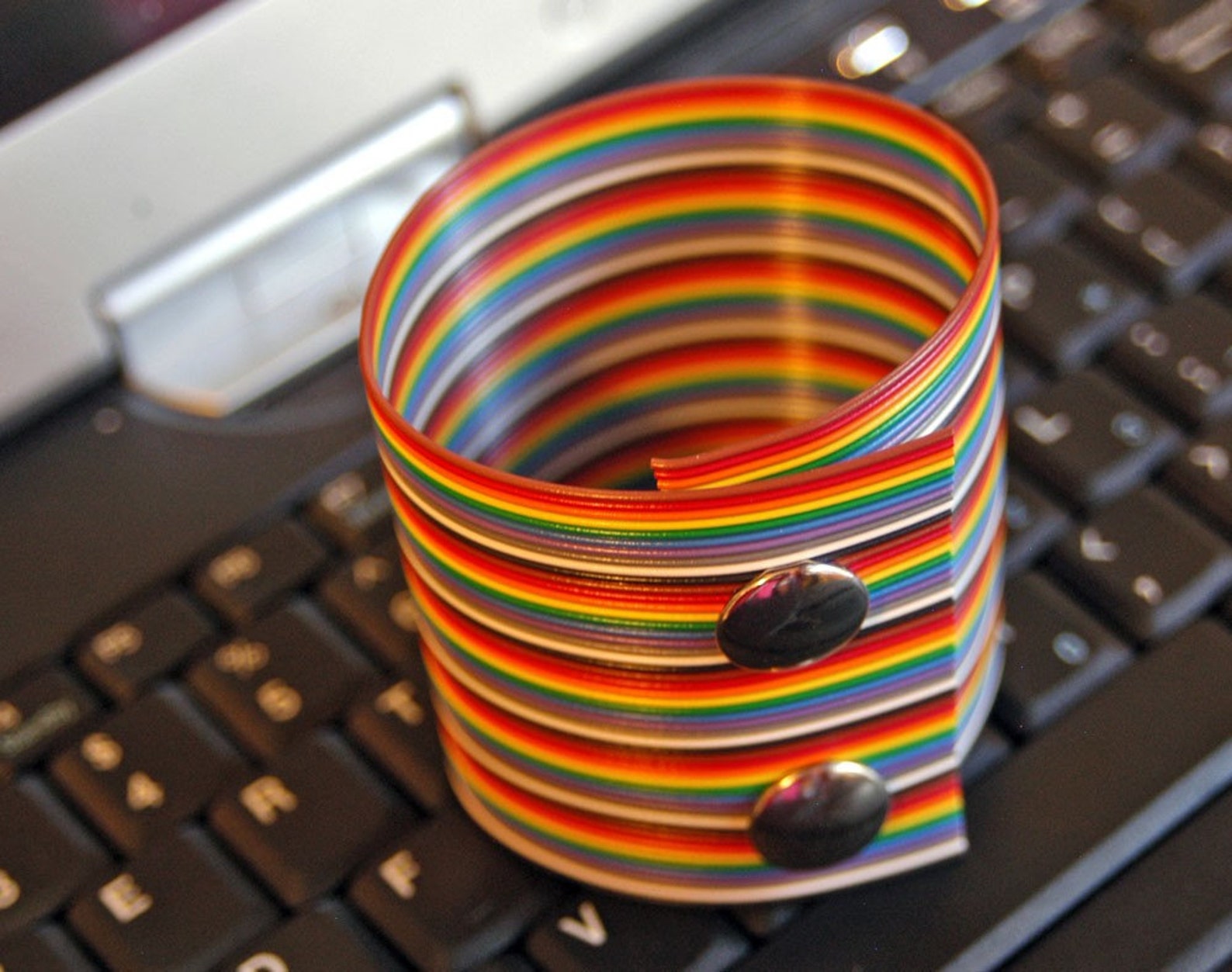 Wrist Cuff Made From Rainbow Computer Ribbon - Etsy
