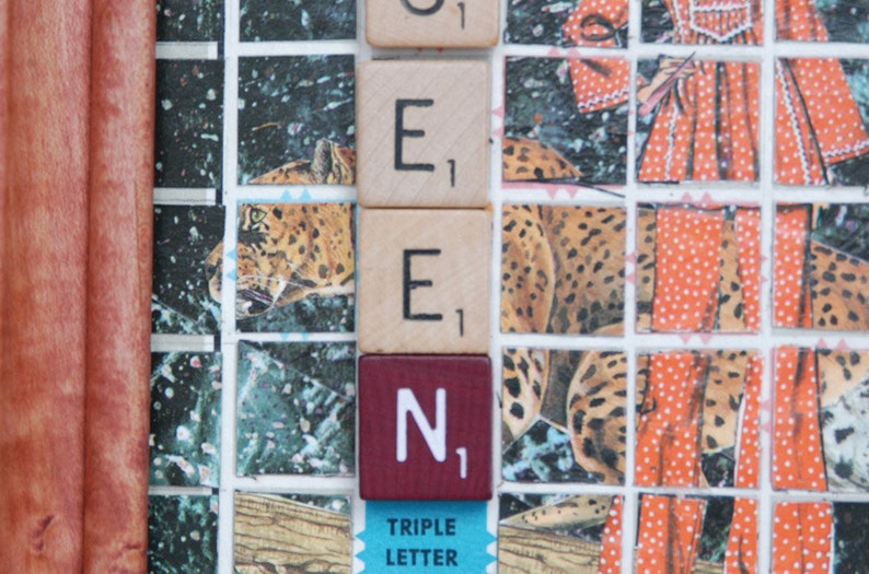 Scrabble Board Wall Art With Vintage Fashion Figure Animal - Etsy