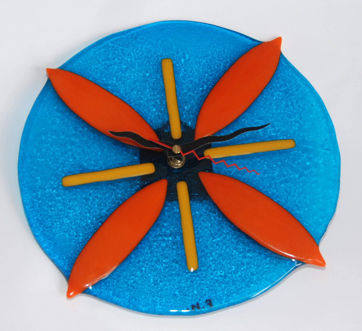 SALE Blue Wall Clock Handmade by Dalit Glass - Etsy