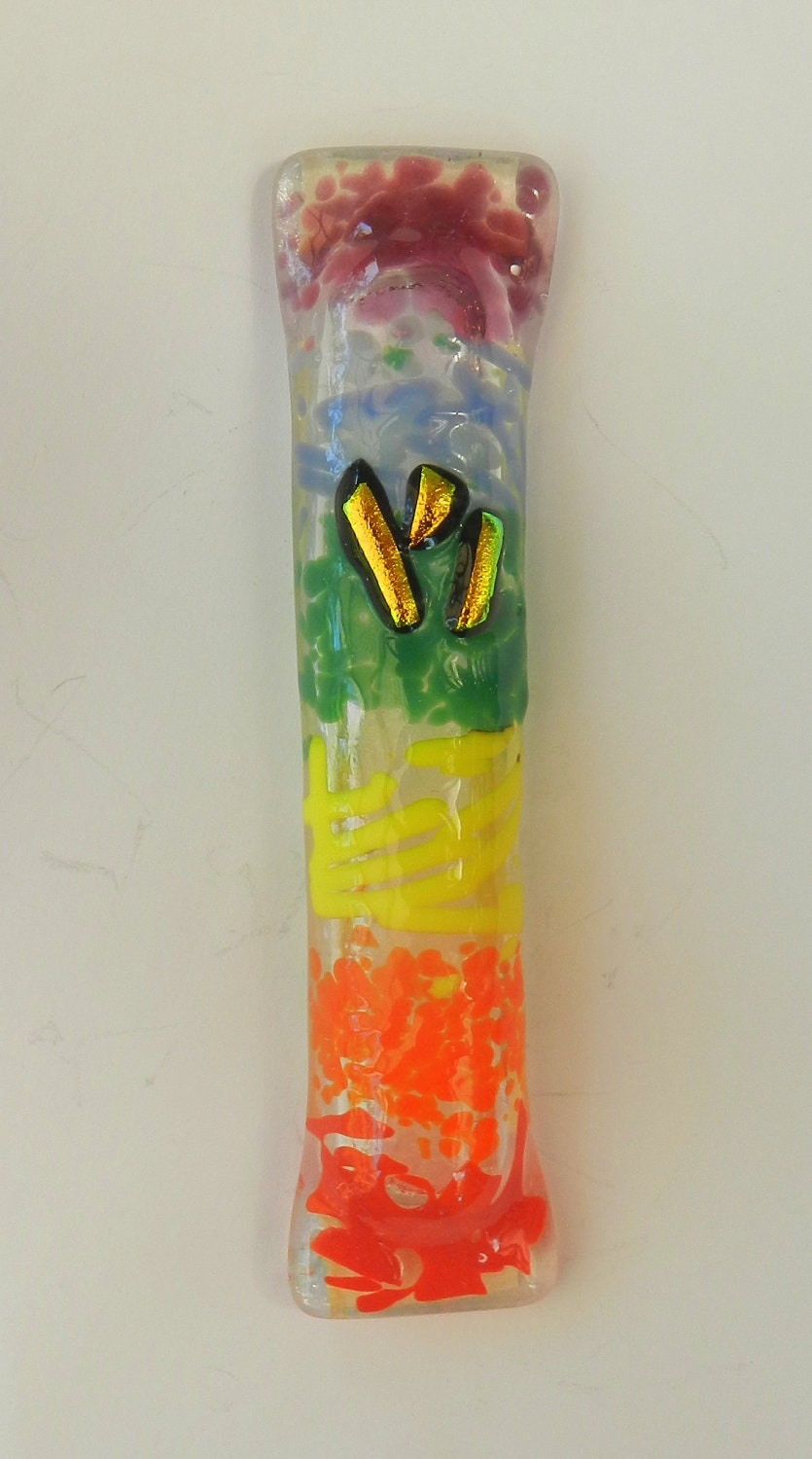 Rainbow / Pride Small Fused Glass Handmade Mezuzah Mezuza by Dalit ...