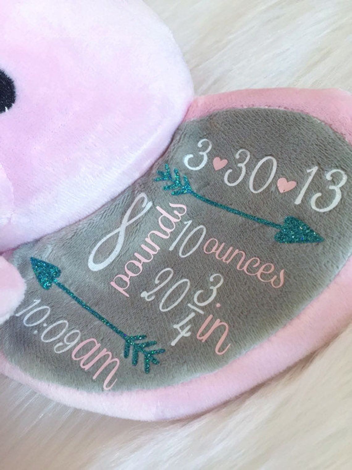 Birth Stat Elephant Stuffed Animal Pink Stuffed Elephant | Etsy