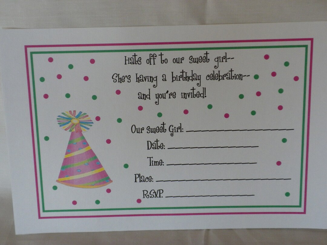 Party Hat Birthday Invitation - Etsy