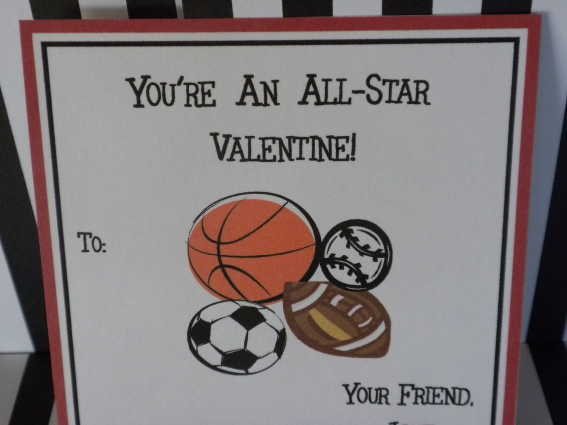 Personalized Printable Sports Theme Valentine Card - Etsy