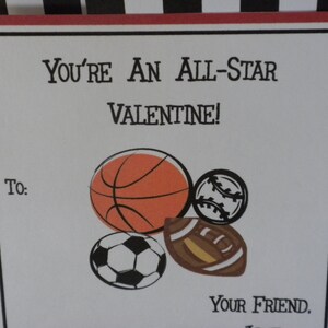 Personalized Printable Sports Theme Valentine Card - Etsy