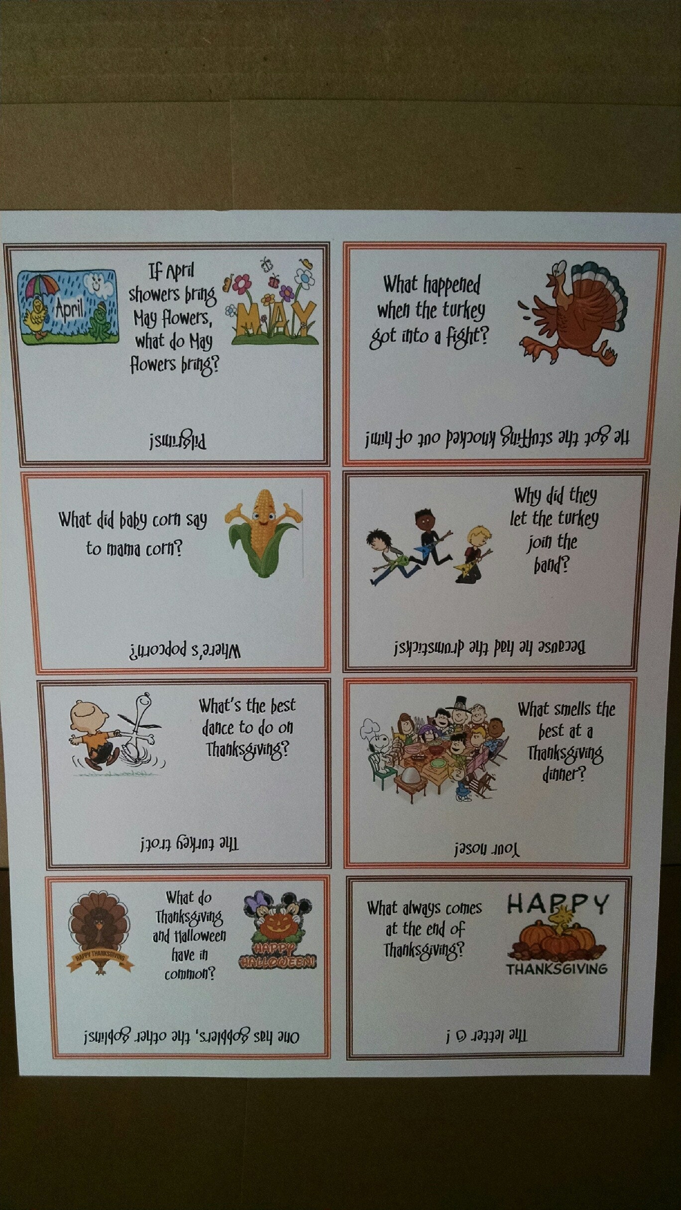 Printable Thanksgiving Lunch Box Jokes #1 - Etsy