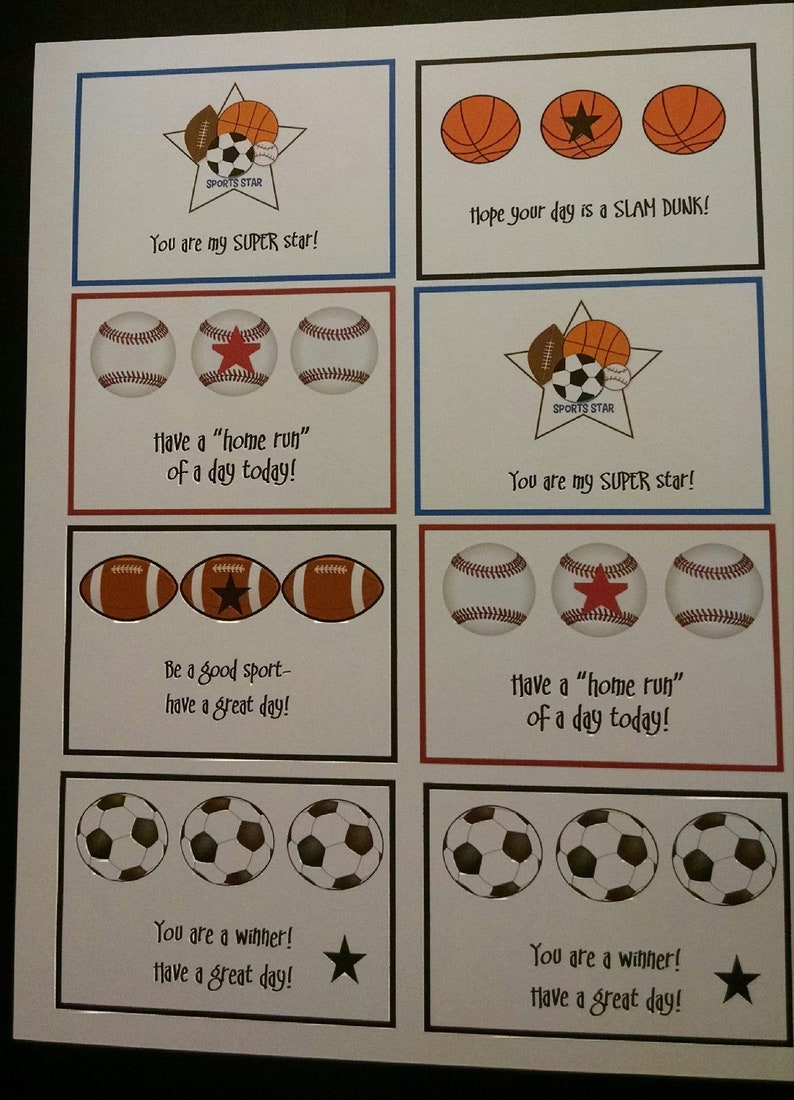 Printable Sports Lunch Box Notes - Etsy