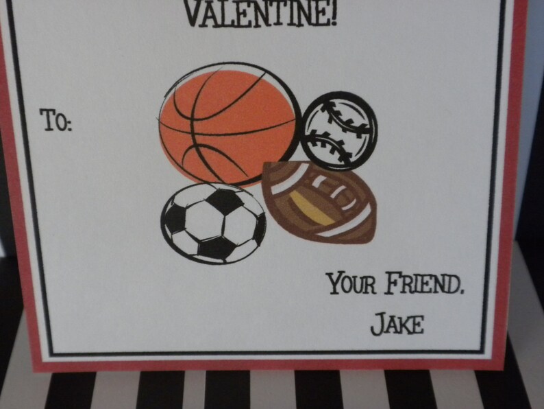 Personalized Printable Sports Theme Valentine Card - Etsy