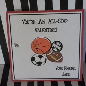 Personalized Printable Sports Theme Valentine Card - Etsy