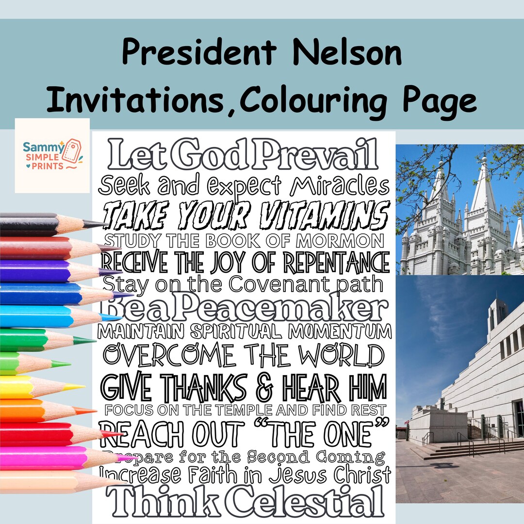 President Nelson's Invitations-colouring Page-lds Tribute-primary ...