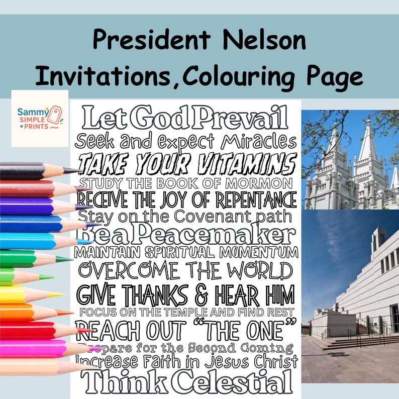 President Nelson's Invitations-colouring Page-lds Tribute-primary ...