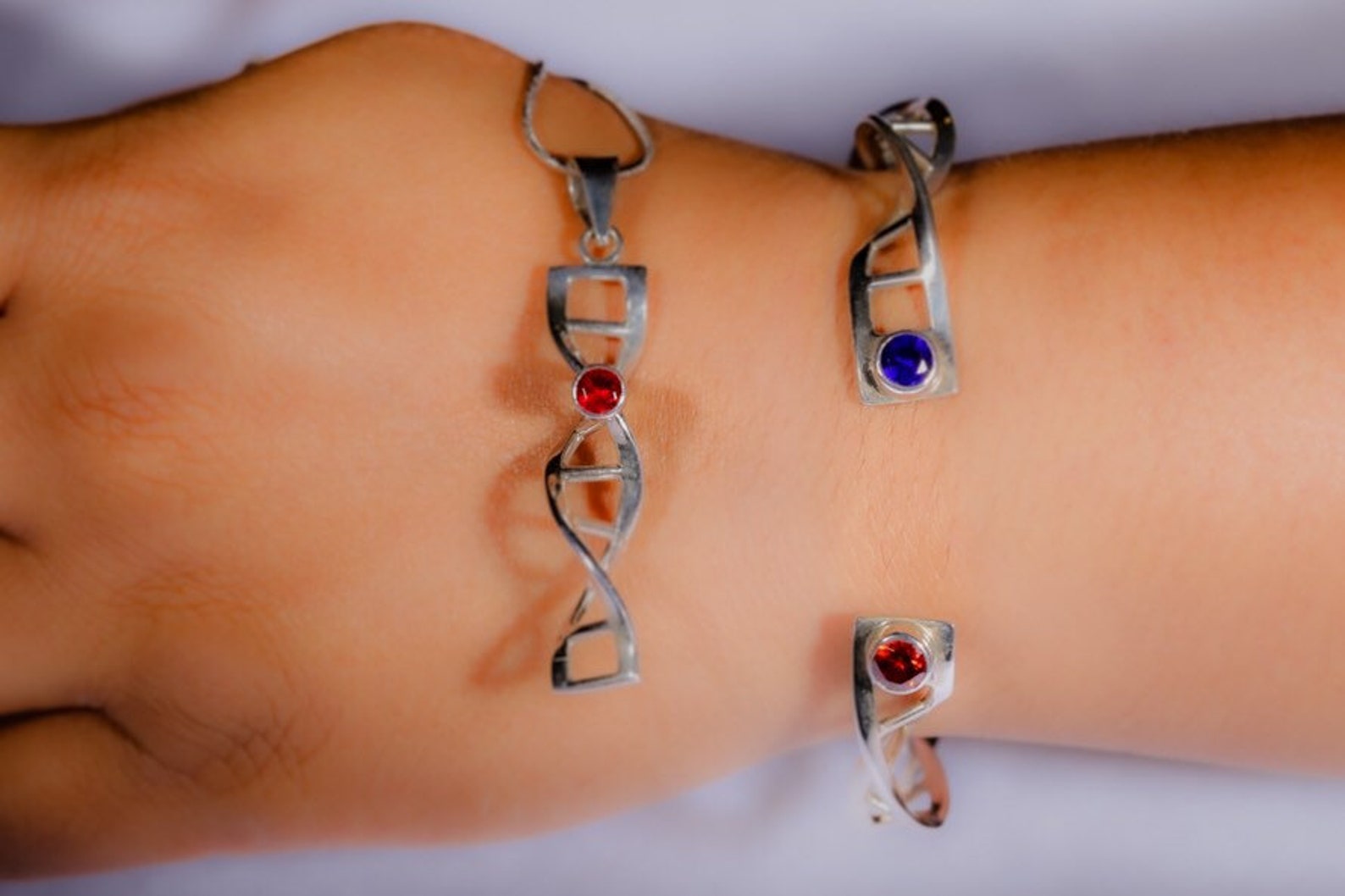 DNA Jewelry Set: Sterling Silver Necklace & Bracelet With Crystals - Etsy
