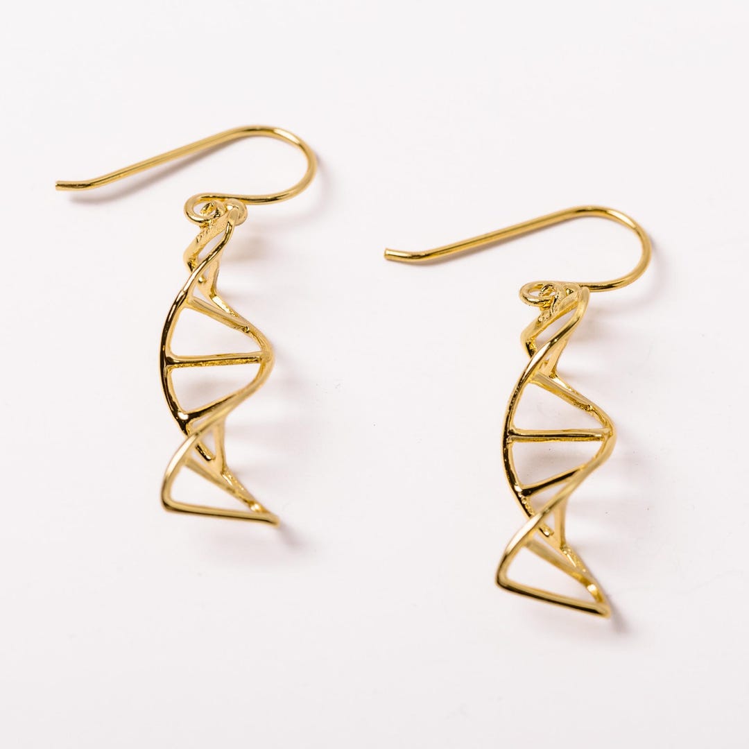 Handmade DNA Double Helix Earrings: Gold Science Jewelry Gift - Etsy
