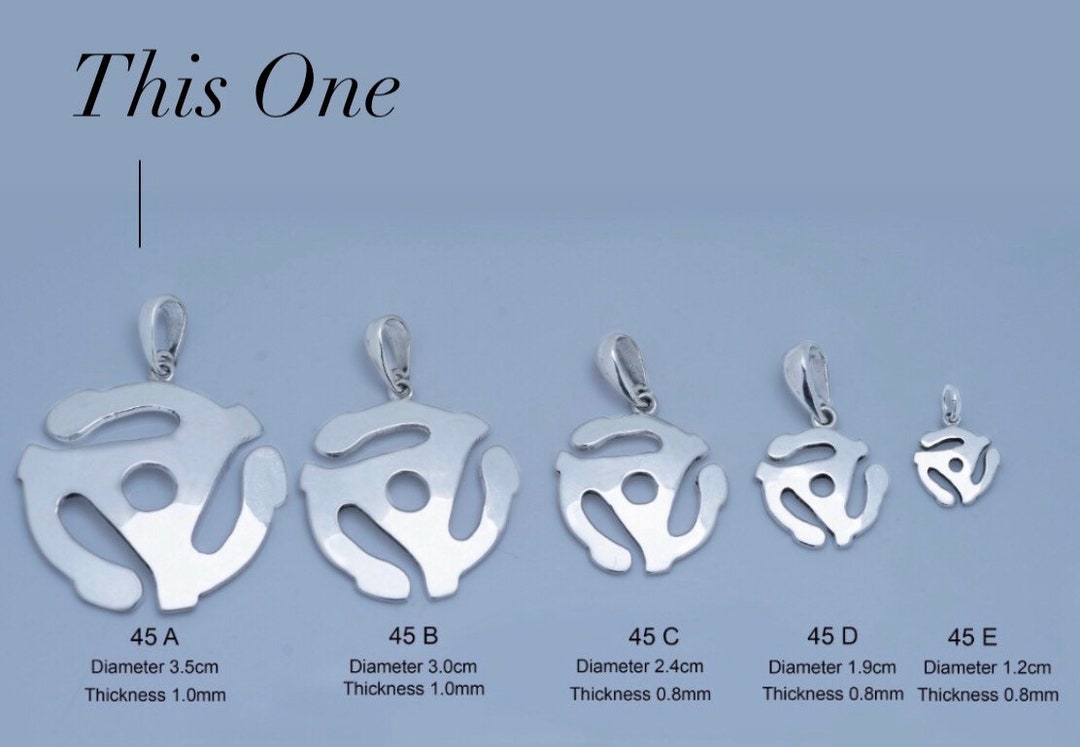 45 Rpm Adaptor Necklace Sterling Silver Music Jewelry Pendant Retro 70 ...