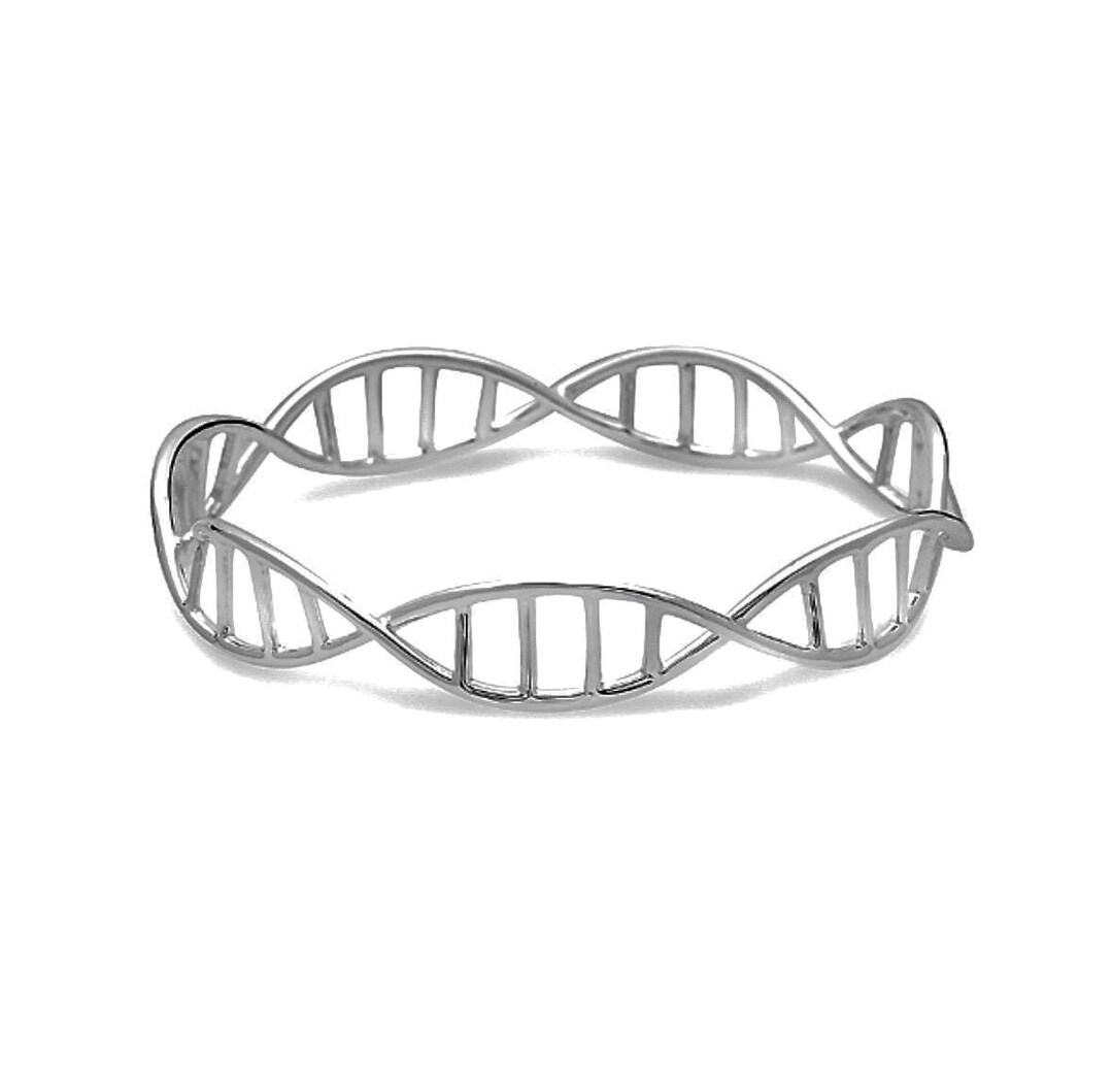 DNA Bangle Bracelet Science (double Helix) Genetics Handmade Sterling ...