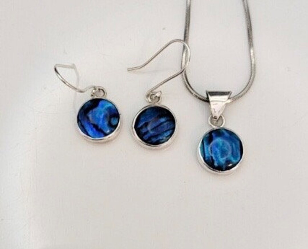 Sapphire Blue Color Jewelry Set Sterling Silver Blue Circle - Etsy