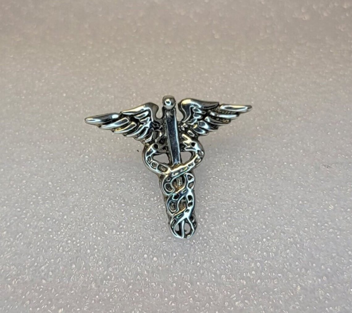 Medical Mom Caduceus Pin Silver Medical Symbol Jewelry for - Etsy
