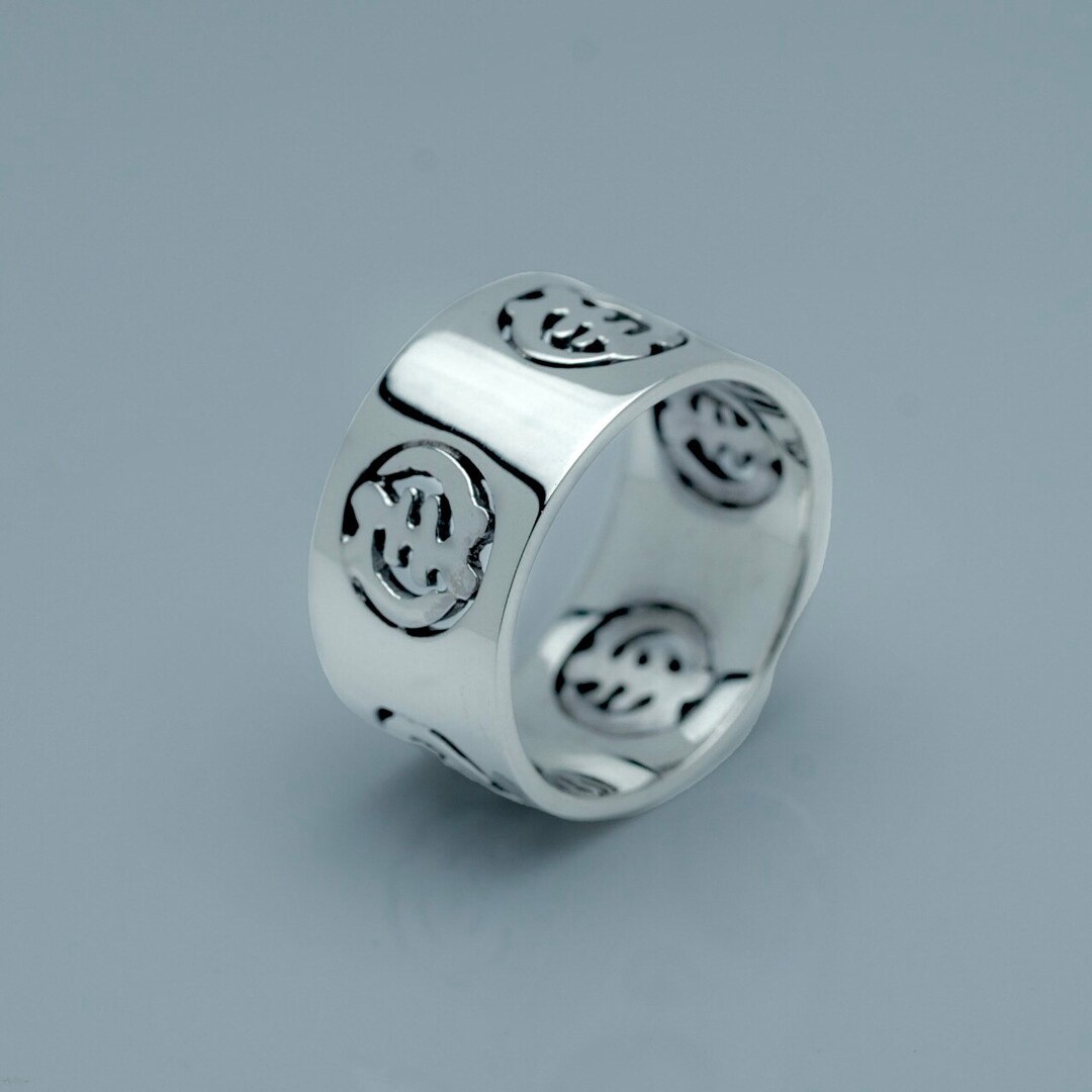 Silver Ring, Men Wide Band, Ghanaian, Gye Nyame Ring, God First ...