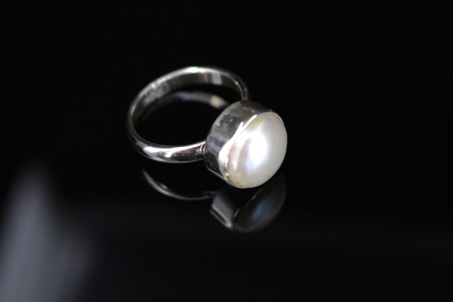 Real Pearl Ring Set in Sterling Silver This Freshwater Pearl - Etsy