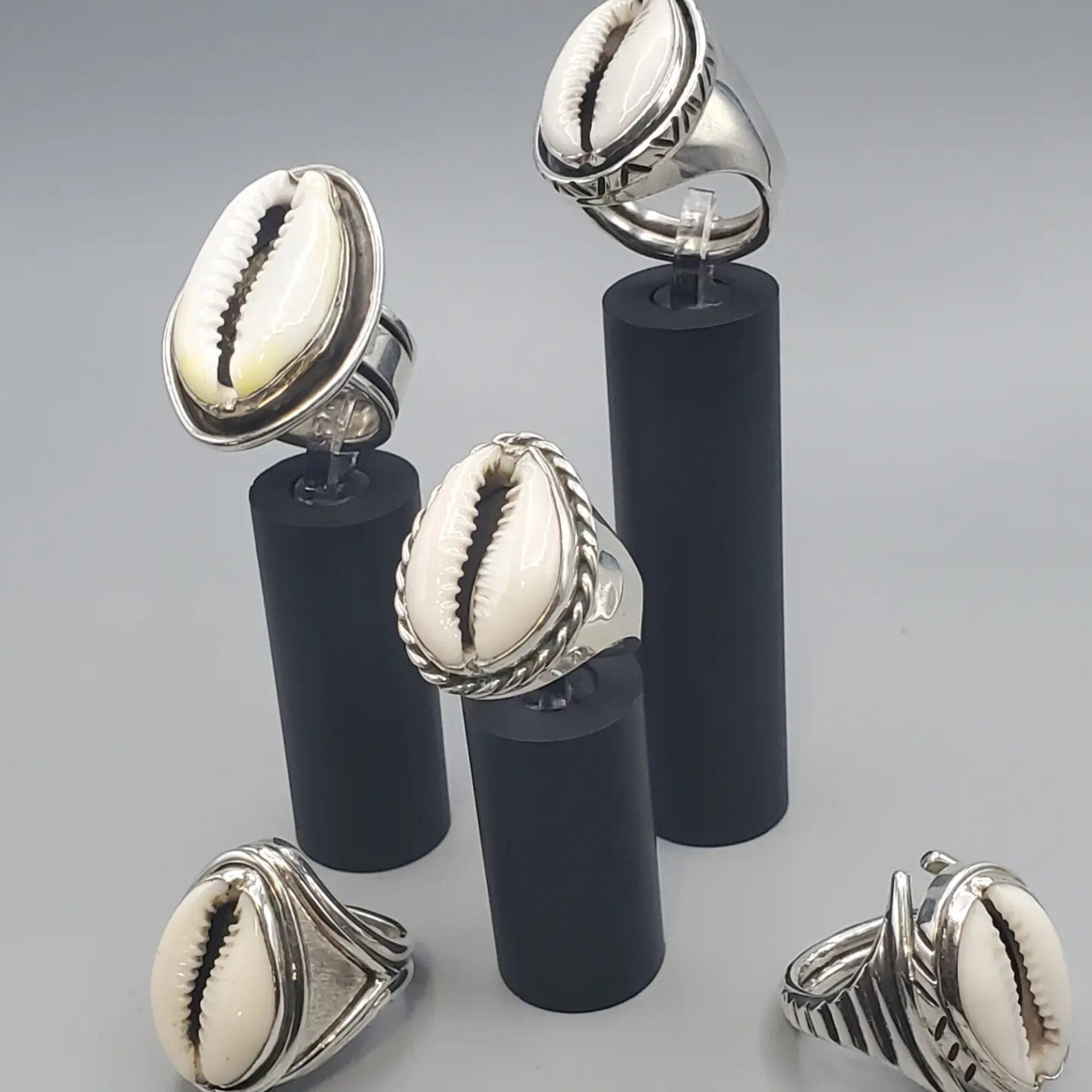 Cowrie Shell Ring, Sterling Silver, Handcrafted Statement Ring for Man ...
