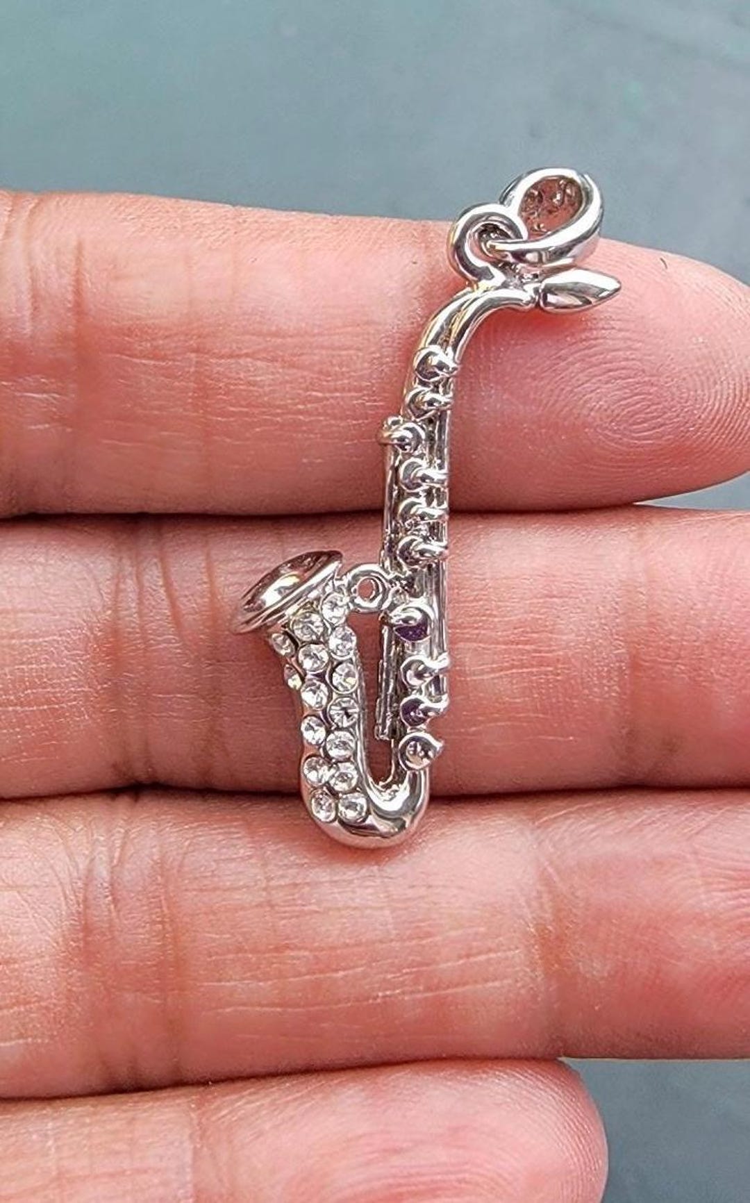 Sterling Silver Saxophone Pendant: Handmade Necklace Charm - Etsy