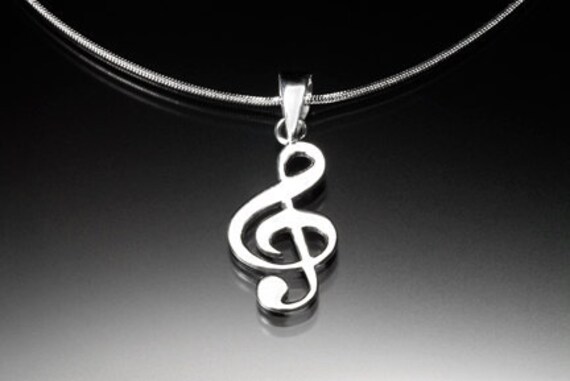 Treble Clef Necklace Music Gift. Sterling Silver Pendant - Etsy
