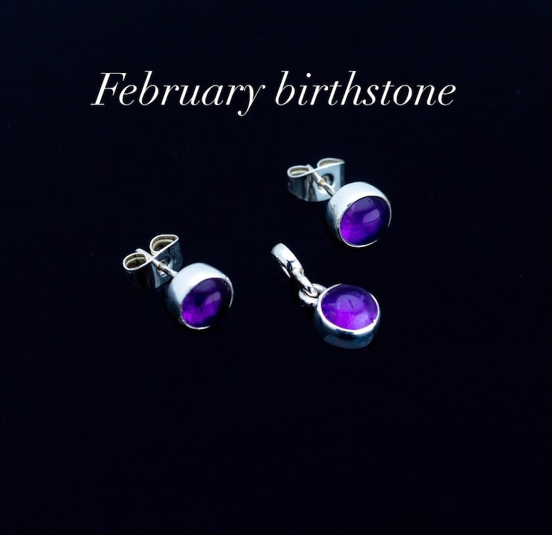 Amethyst Necklace and Earrings Set: February Birthstone Jewelry - Etsy