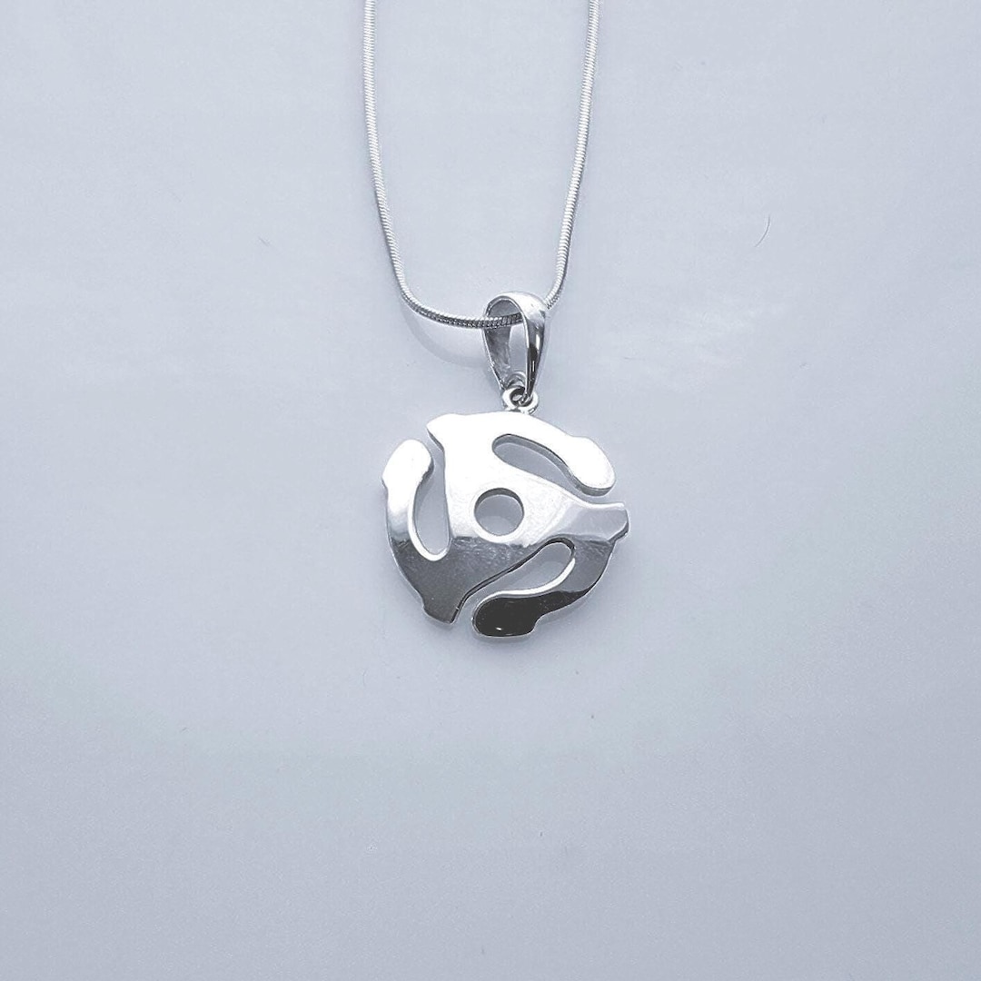 45 Rpm Adaptor Necklace Sterling Silver Music Jewelry Pendant Retro 70 ...