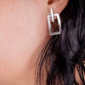 Abstract Gold Trident Earrings, Modern Earring, Geometric Post Earrings ...