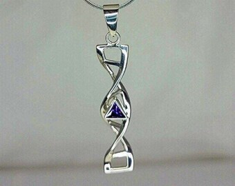 Silver Double Helix DNA Necklace. - Etsy