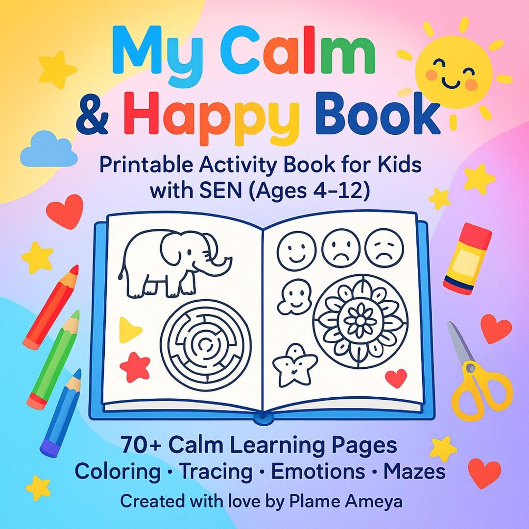 SEN Activity Book: Calm & Happy, Ages 4-12 (PDF) - Etsy