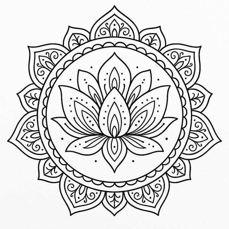 Mandala Coloring Book: 34 Page Printable Self-care Workbook (instant ...