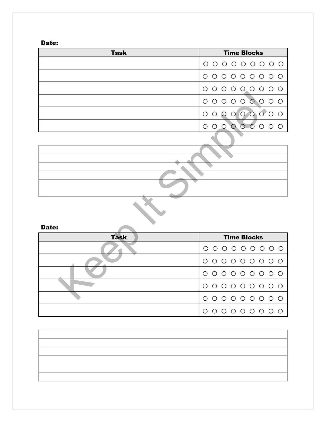 Minimalistic Printable Pomodoro Task Planner PDF - Two per Page - Etsy