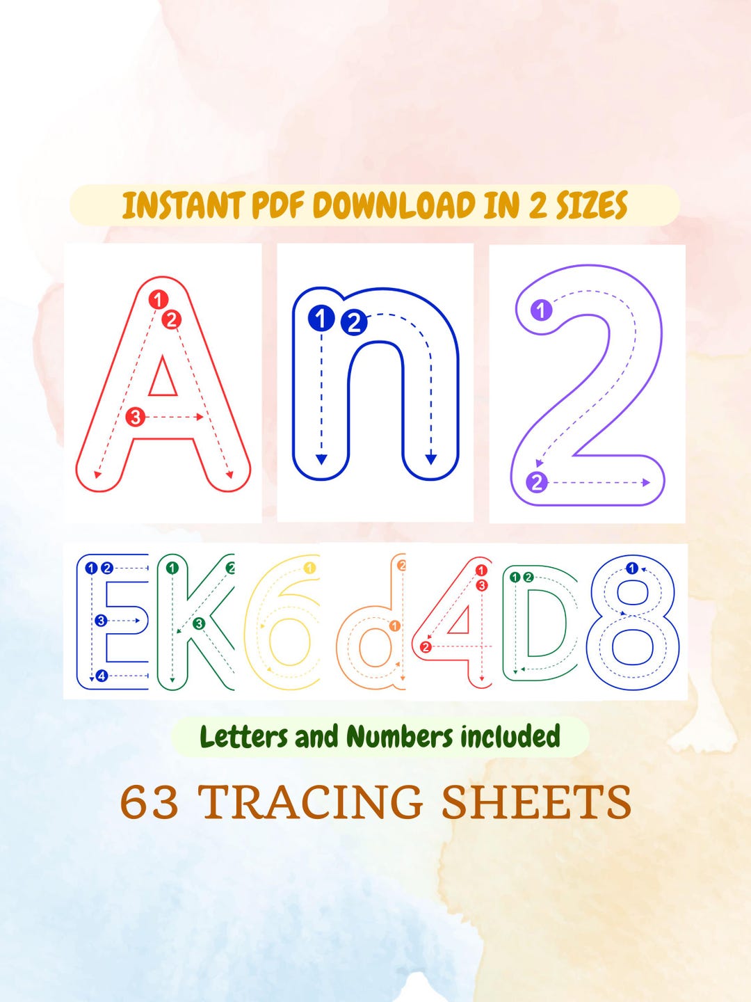 63 Letter and Number Tracing Sheets | Letter Learning Worksheets ...