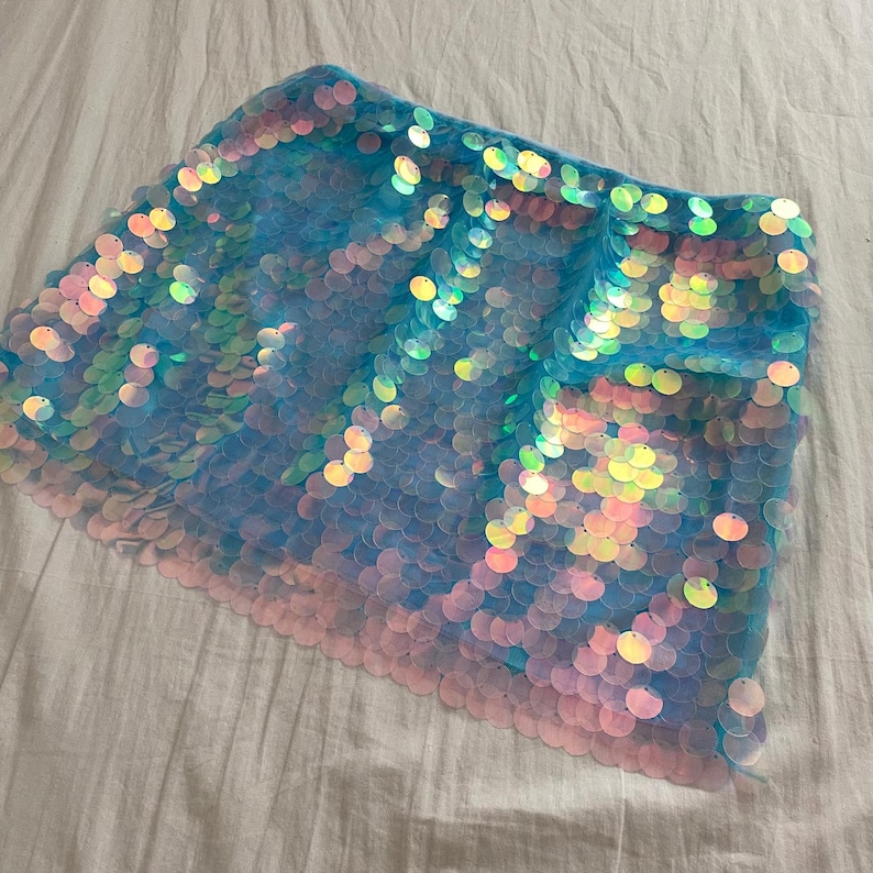 Mermaid Sequin Mini Skirt | Handmade Sparkly Blue Turquoise Skirt ...
