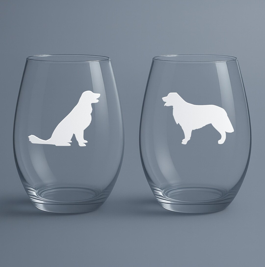 Sandblasted Golden Retriever Glassware Set – Custom Etched Wine, Pint ...