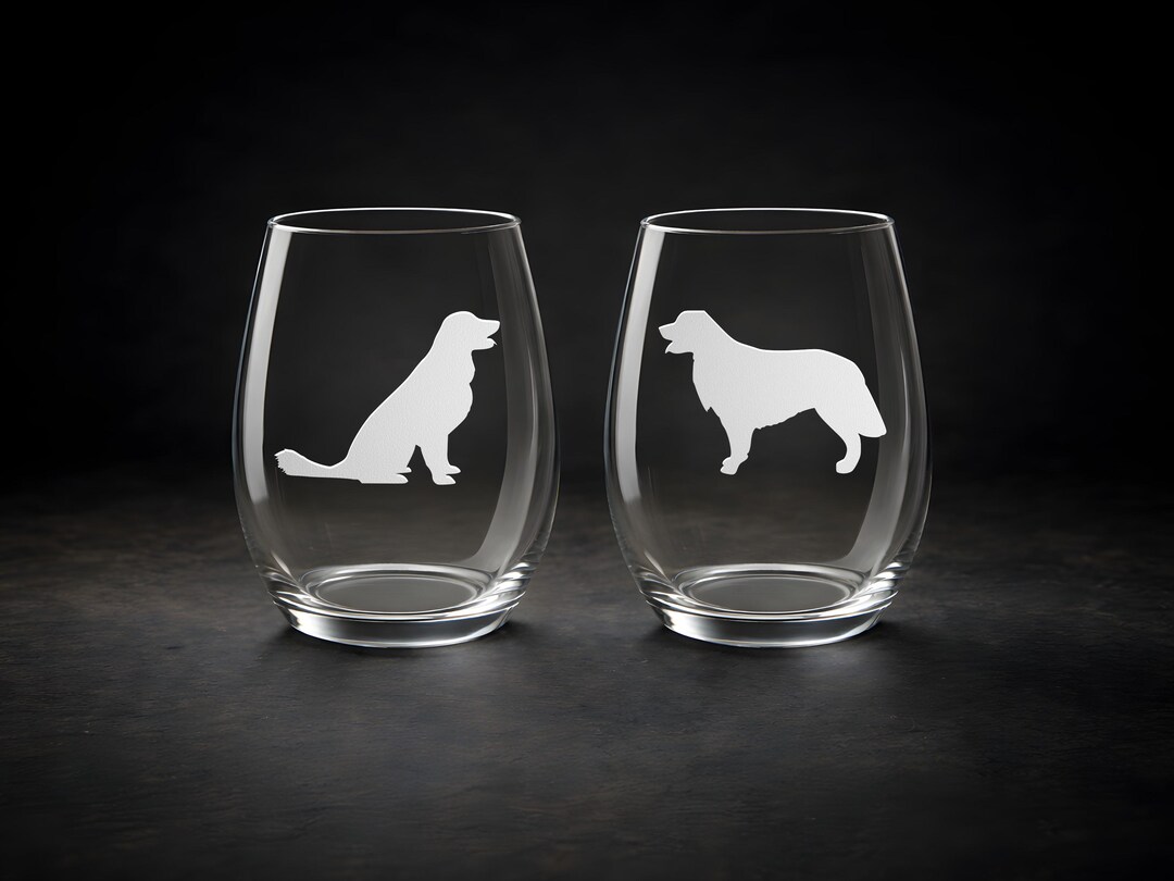 Golden Retriever Wine Glass Set – Engraved Dog Breed Barware – Golden ...