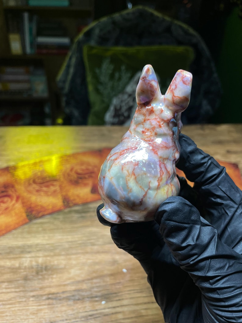 Red Net Stone Crystal Shaped Rabbit | Grounding, Strength Energy - Etsy UK