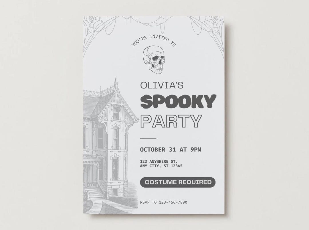 Vintage Spooky Halloween Party Invitation | Editable Canva Template ...
