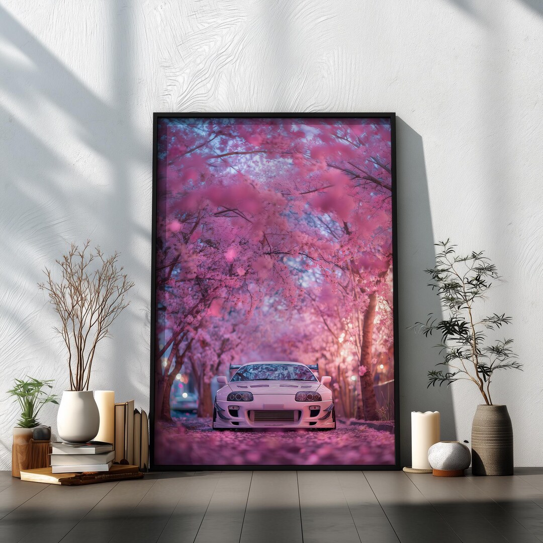 Toyota Supra Sakura Poster – JDM Car Wall Art, Cherry Blossom Print ...