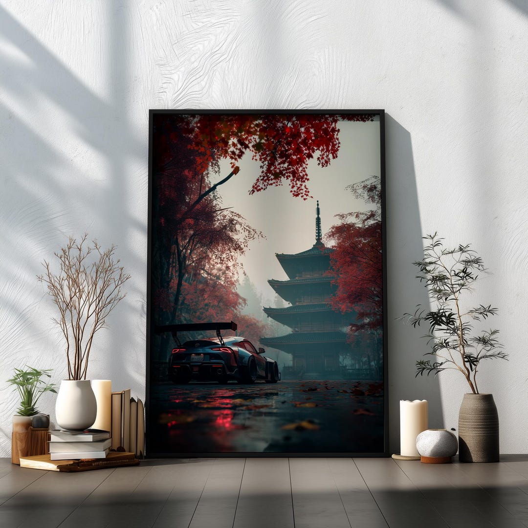Toyota Supra A90 Autumn Poster – Widebody JDM Icon at Japanese Pagoda ...