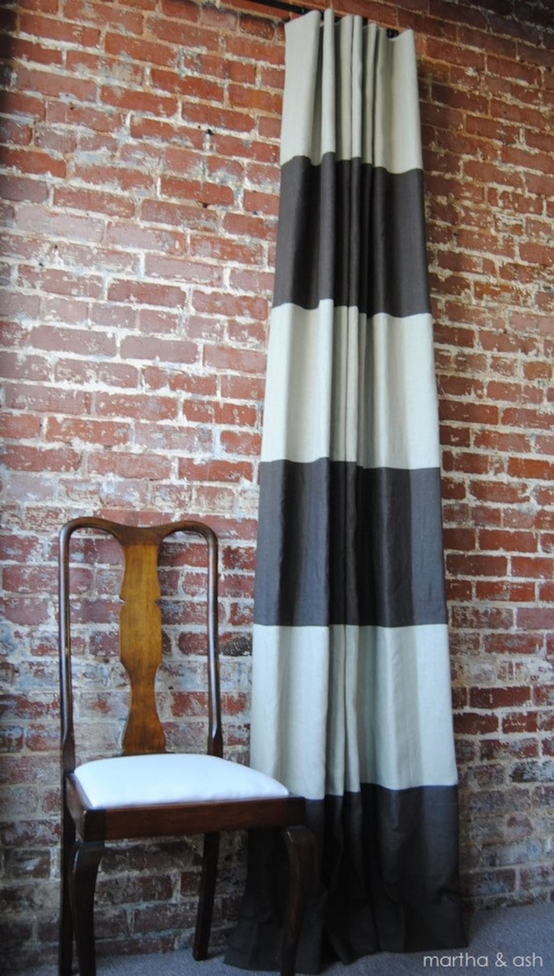 108"l Striped Drapery Panel - Custom Curtains - 28 Color Options - Etsy