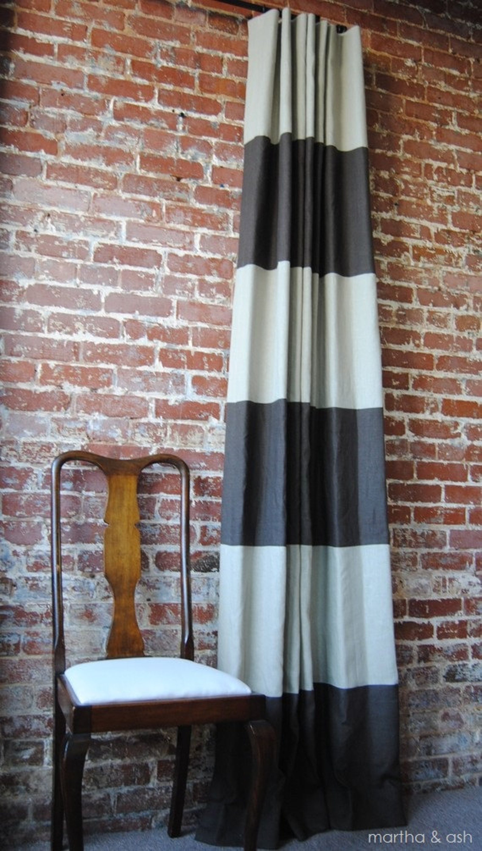 108"l Striped Drapery Panel - Custom Curtains - 28 Color Options - Etsy