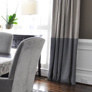 96"l Color Block Drapery Panel - Custom Curtains - 28 Color Options ...